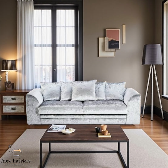 Crystal Crushed Velvet 3 Seater Sofa - Luxury UK